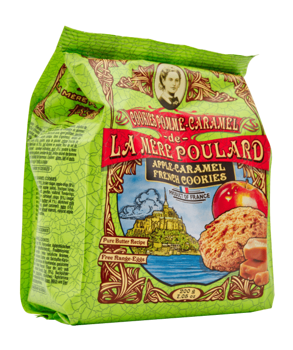 Sachet souple de Cookies pomme caramel 200g | Biscuiterie La Mère Poulard