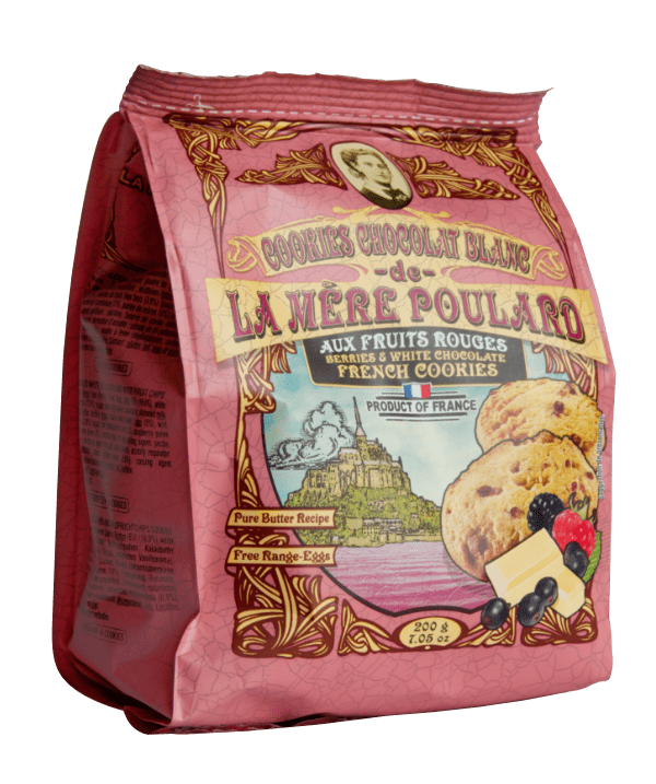 Sachet souple de cookies berries and white chocolate 200g | Biscuiterie ...
